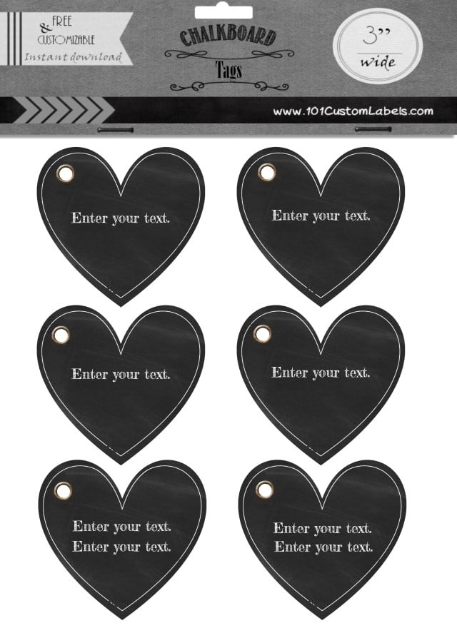 Heart Shaped Chalkboard Tags