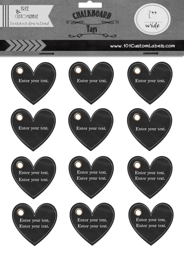 Heart Shaped Chalkboard Tags